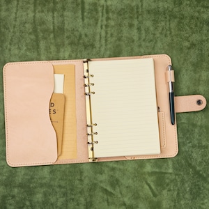 Personalized A5 A6 Tan Leather Refillable Planner Binder, 6 Ring ...
