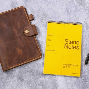 Personalized Leather Cover for Top Steno Pad 6” X 9” Notepad , Leather ...