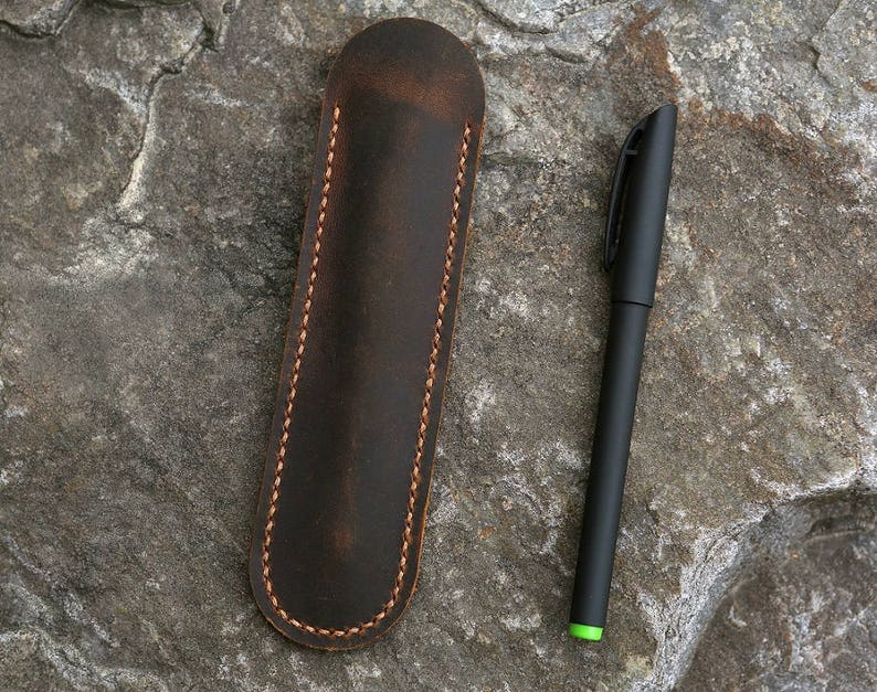 Handmade Distressed Leather Fountain Pen Sleeve / Leather Single Pen ...