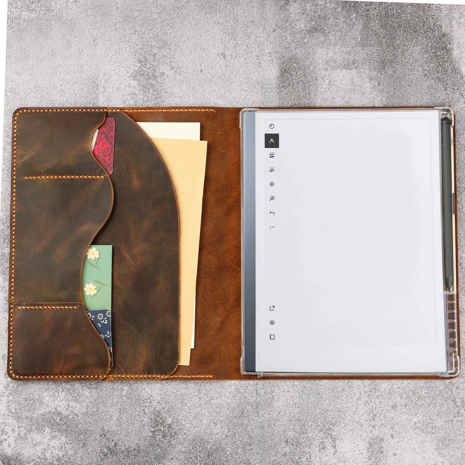 Personalized Leather Folio Case for Remarkable 2 Paper Pro, Genuine ...