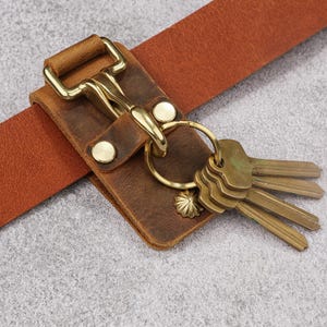 Heavy Duty Full Grain Leather Belt Key Clip, Retro Distressed Leather ...