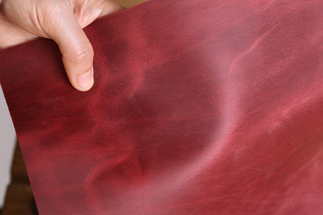 Vintage Rustic Burgundy Oil Tanned Leather Sheets Scrap , Full Grain ...