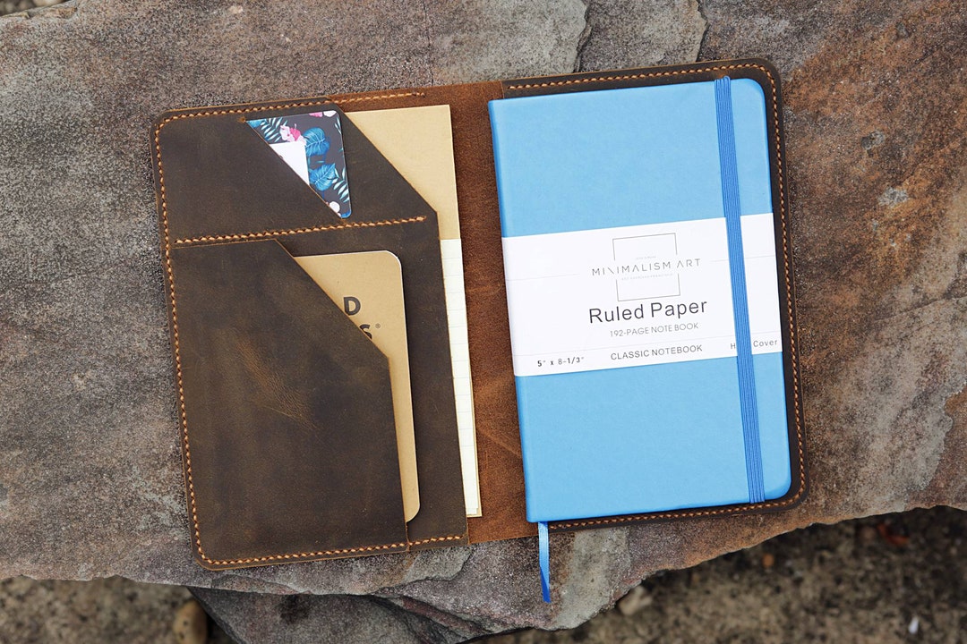 Personalized Distressed Leather Cover Case Portfolio for Minimalism Art ...