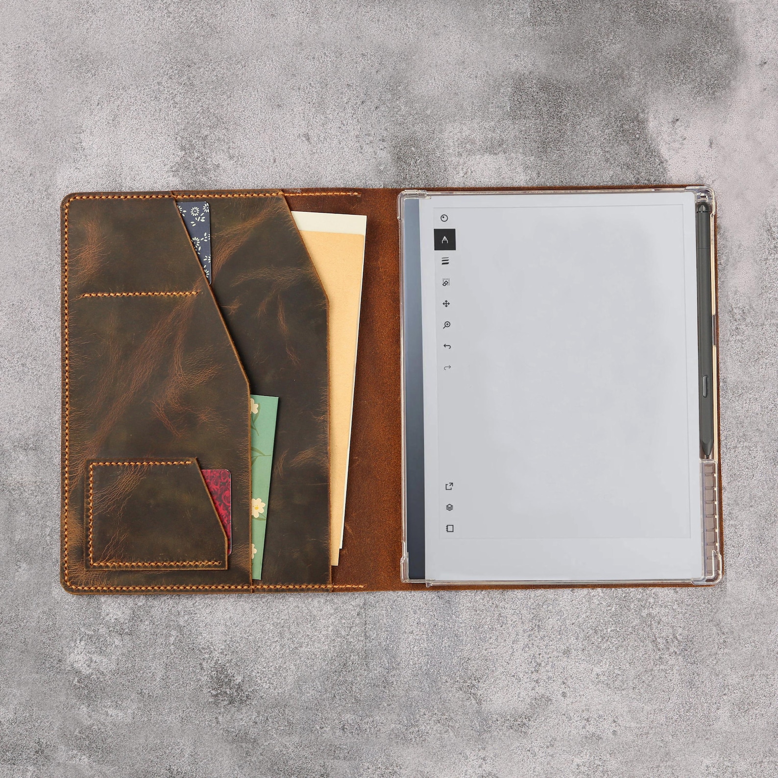 Personalized Leather Folio Case for Remarkable 2 Paper Pro, Genuine ...