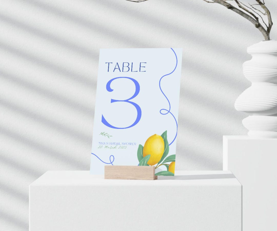 Italian Lemon-themed Table Number Templates Editable Canva Template ...