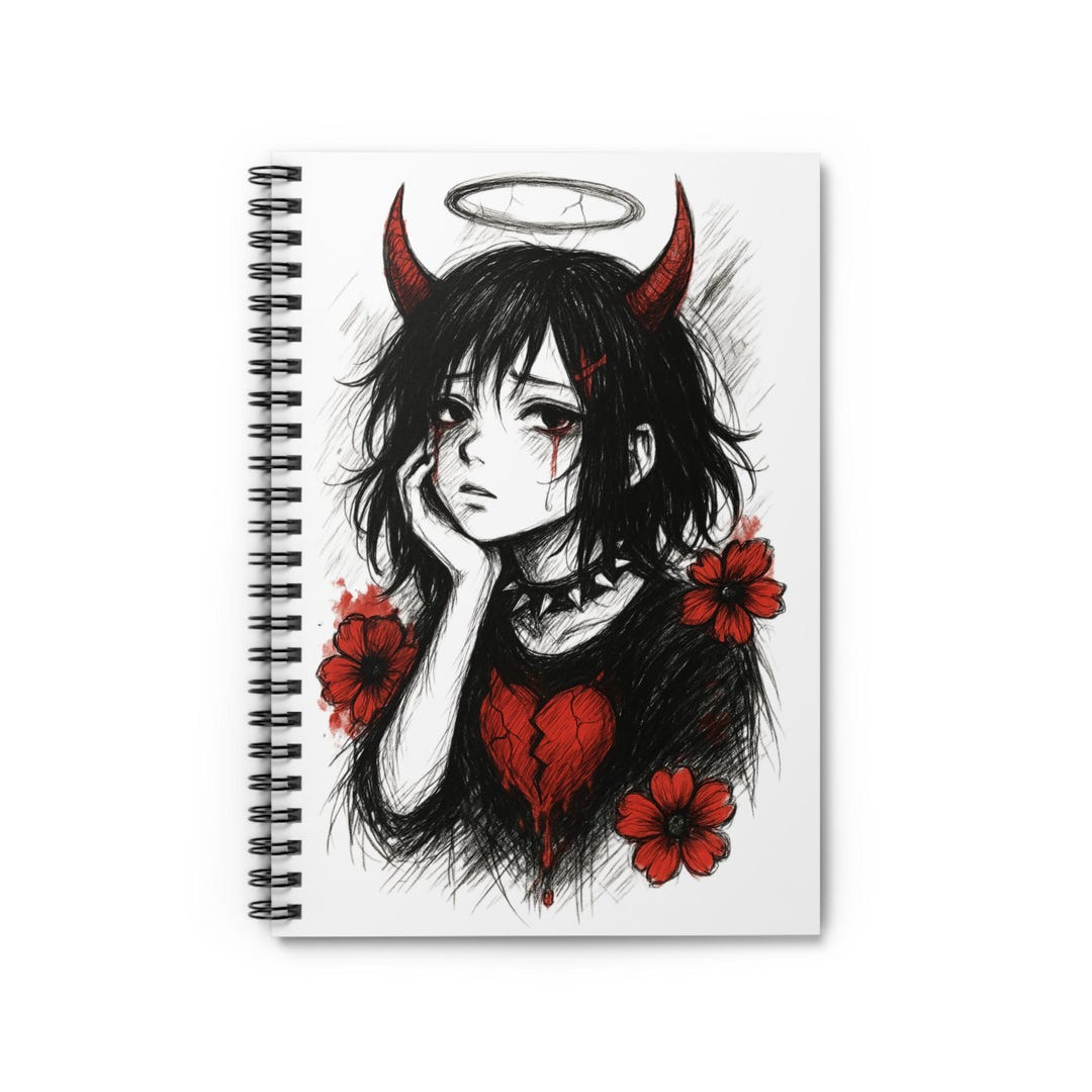 Sad Devil Girl Sketch Notebook | Spiral Notebook - Etsy
