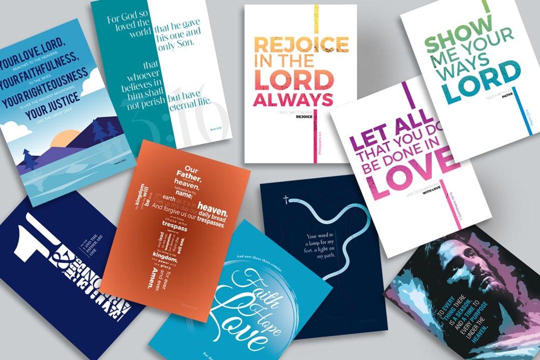 Pack A - 10 X Contemporary Christian A6 Postcards Featuring Vibrant ...