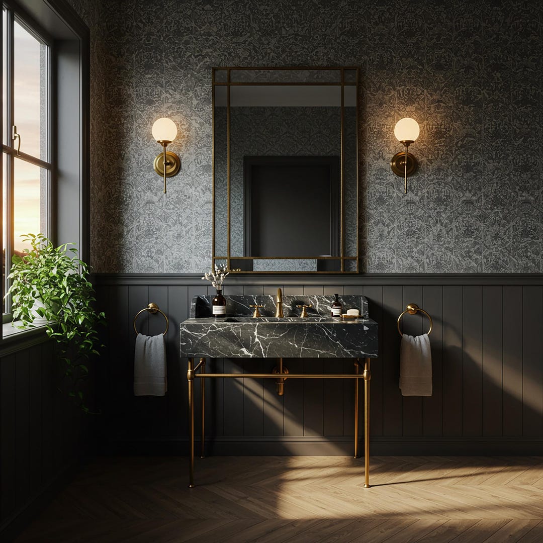 Wall Mounted Pietre Notte Marble Sink, Floating Stone Sink Vanity Top ...