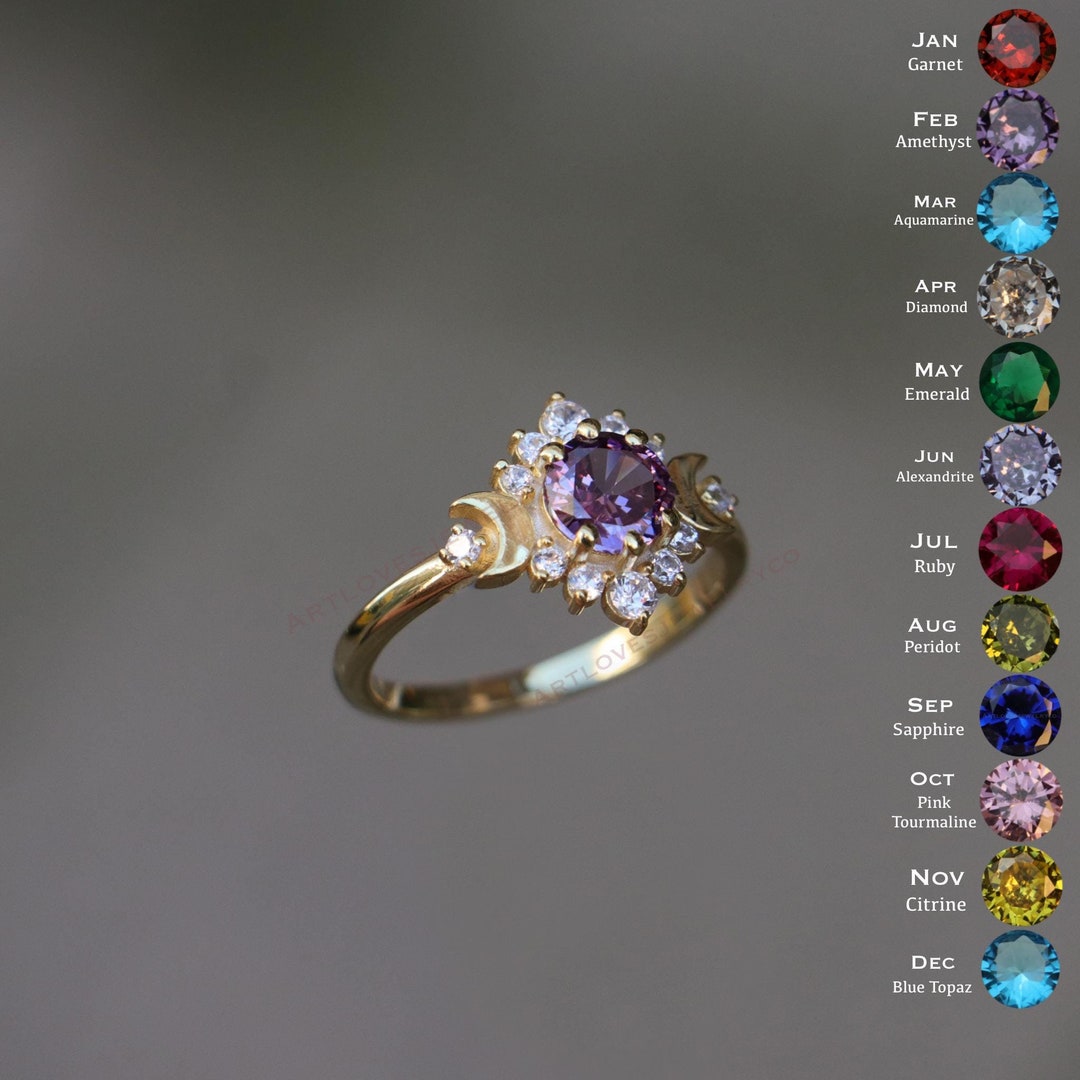 Gold Triple Moon Goddess Ring, Entwined Tree of Life Ring, Wiccan Moon ...