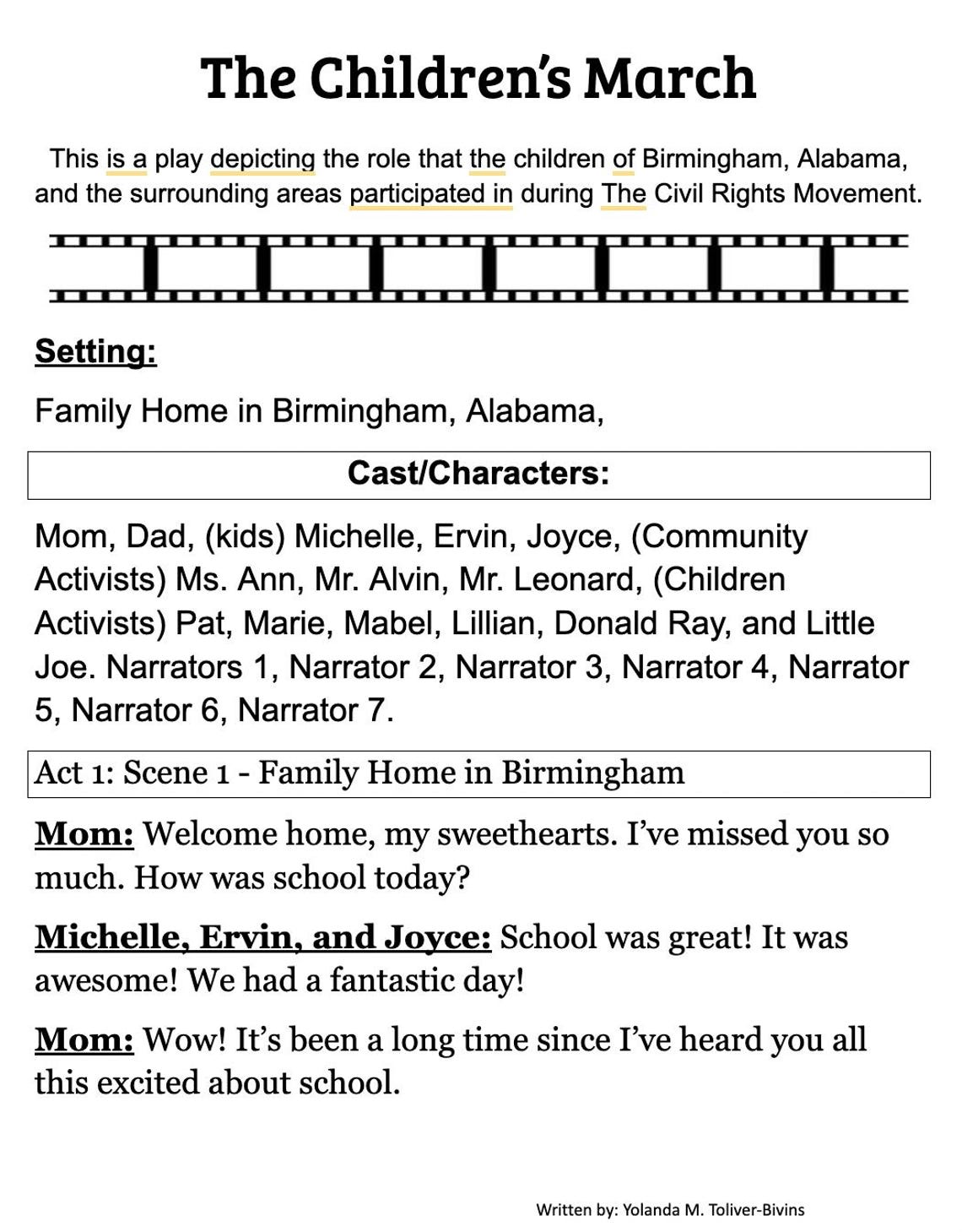Black History Play - the Children's March: (showcasing the Young Heroes ...