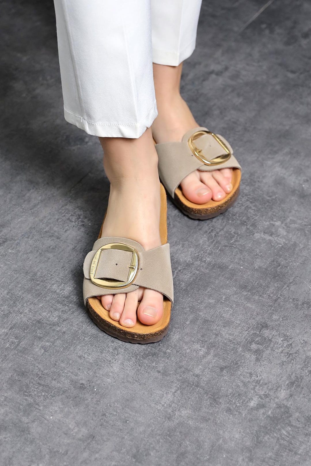 Handcrafted Anatomical Women's Leather Slippers With Natural Cork Soles ...