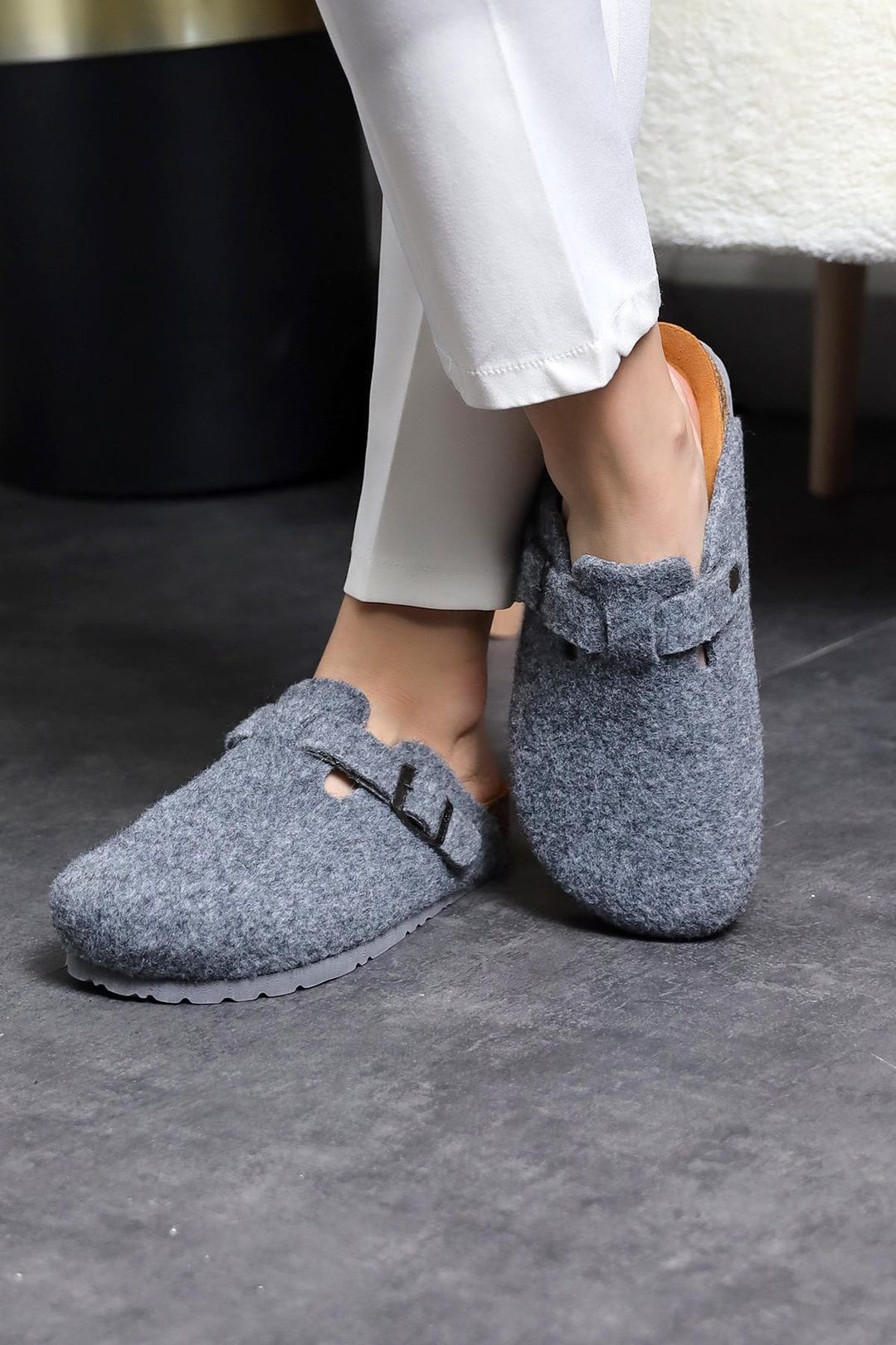 Handcrafted Unisex Anatomical Wool Felt Clogs With Cork Sole ...