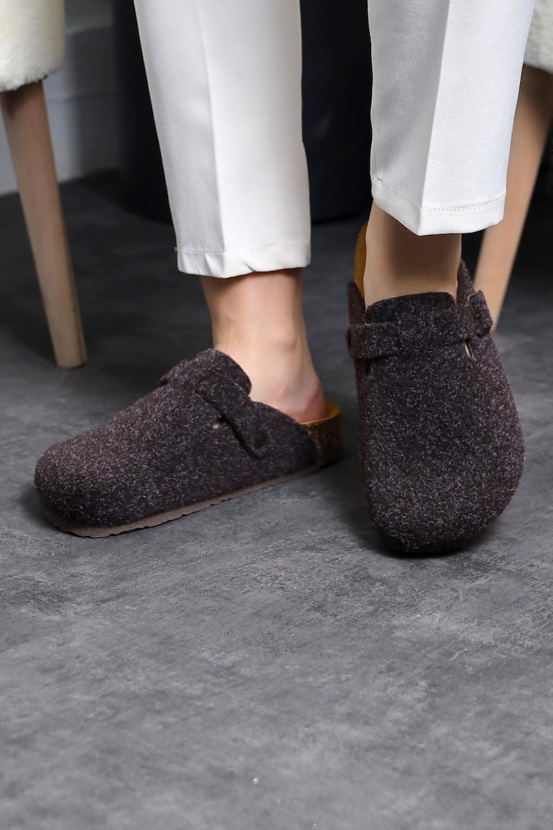 Handmade Wool Felt Clogs – Unisex Cork Sole Slides - Etsy