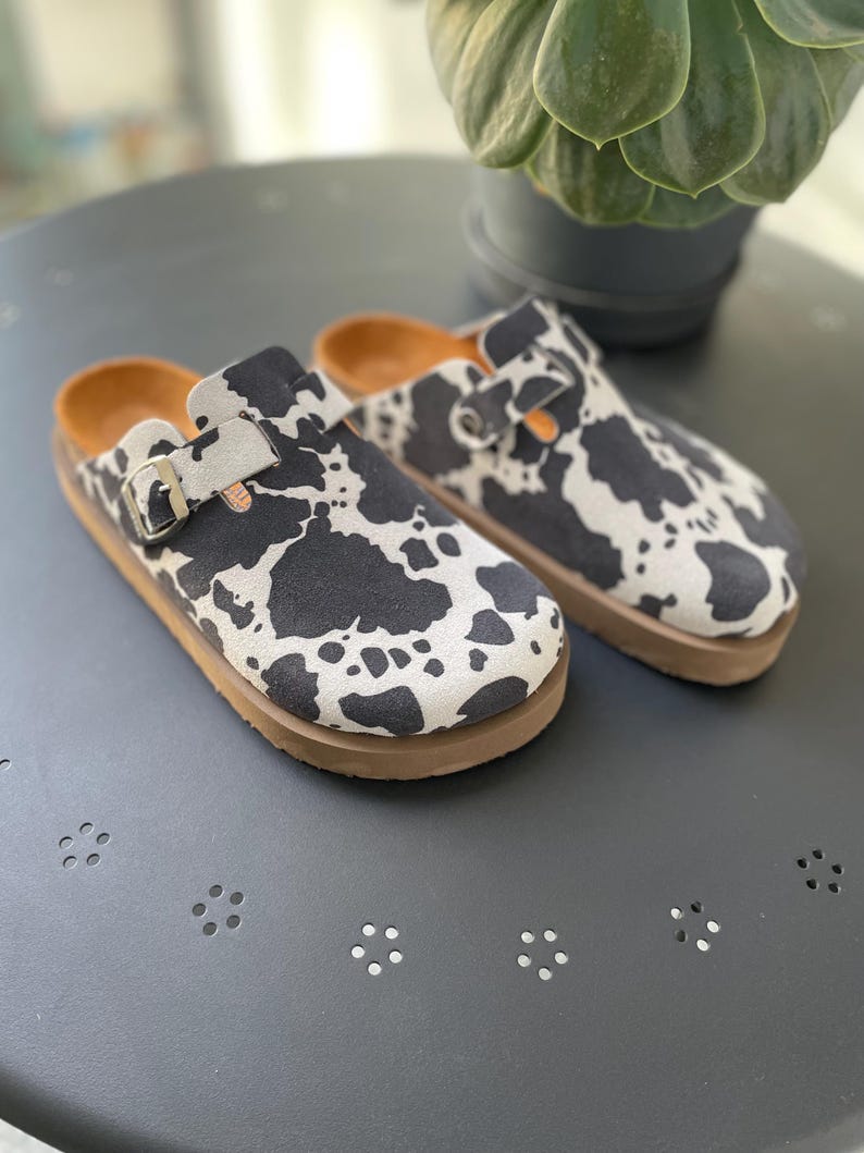 Handmade Cow Print Cork Clogs: Orthopedic Comfort Mules - Etsy