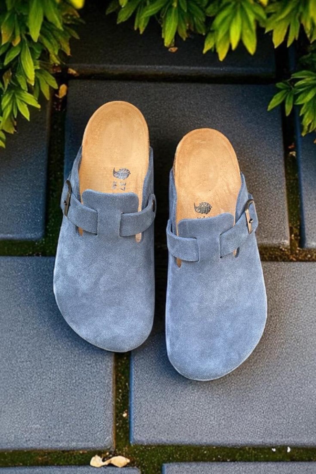 Suede Leather Clogs - Unisex Cork Footbed Slip-ons - Etsy
