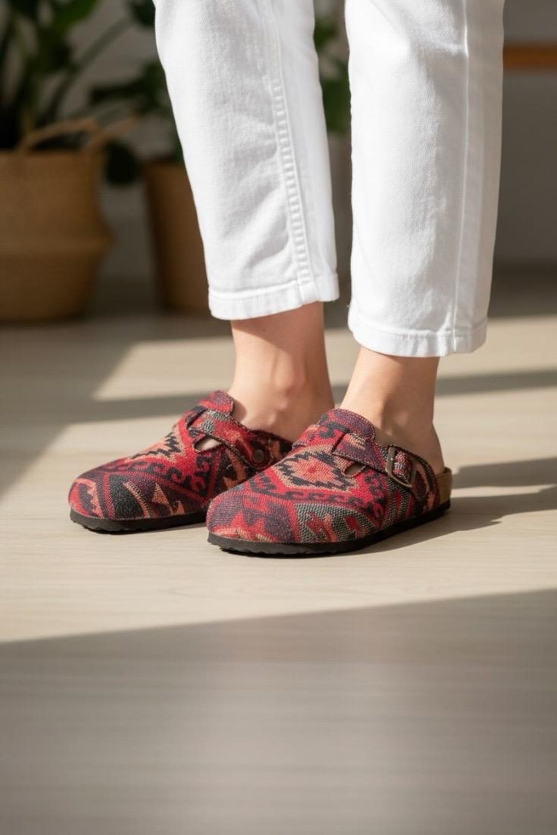 Cork Sole Slippers | Ethnic Kilim Felt, Arch Support Unisex Clogs - Etsy