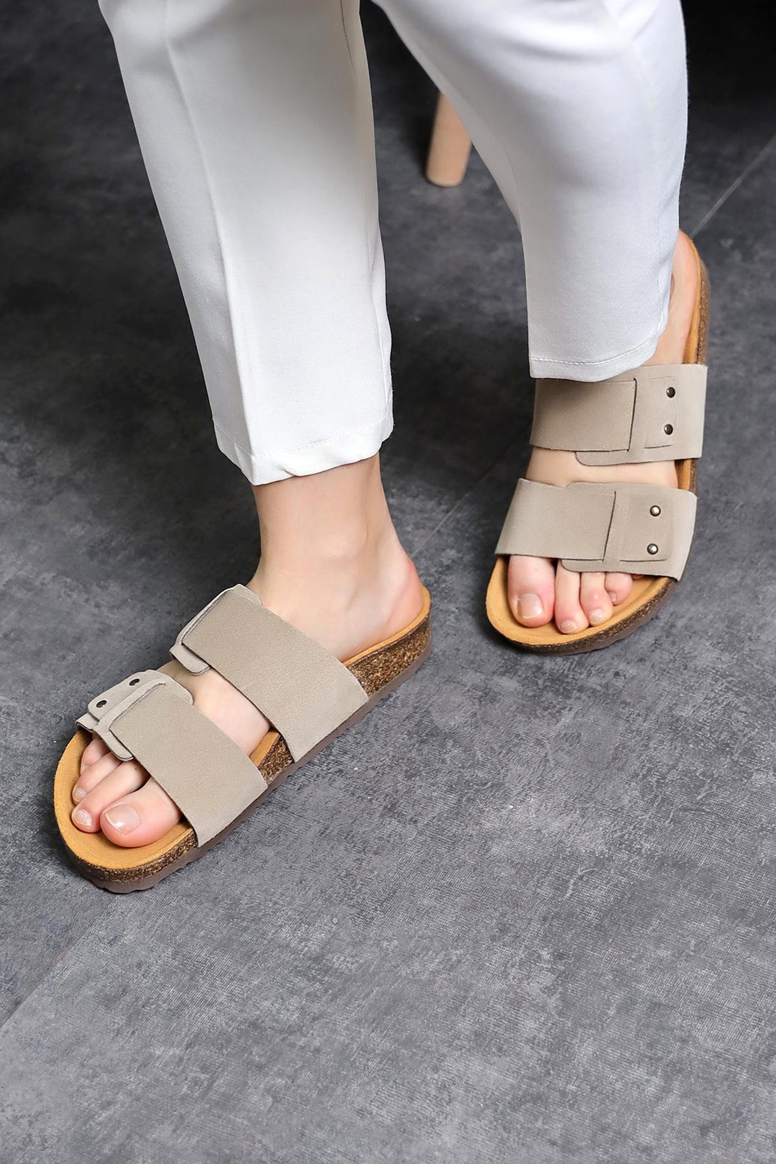 Anatomical Unisex Leather Sandals With Natural Cork Sole - Handmade ...