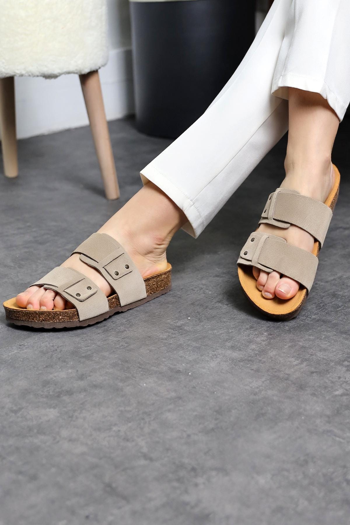 Anatomical Unisex Leather Sandals With Natural Cork Sole - Handmade ...