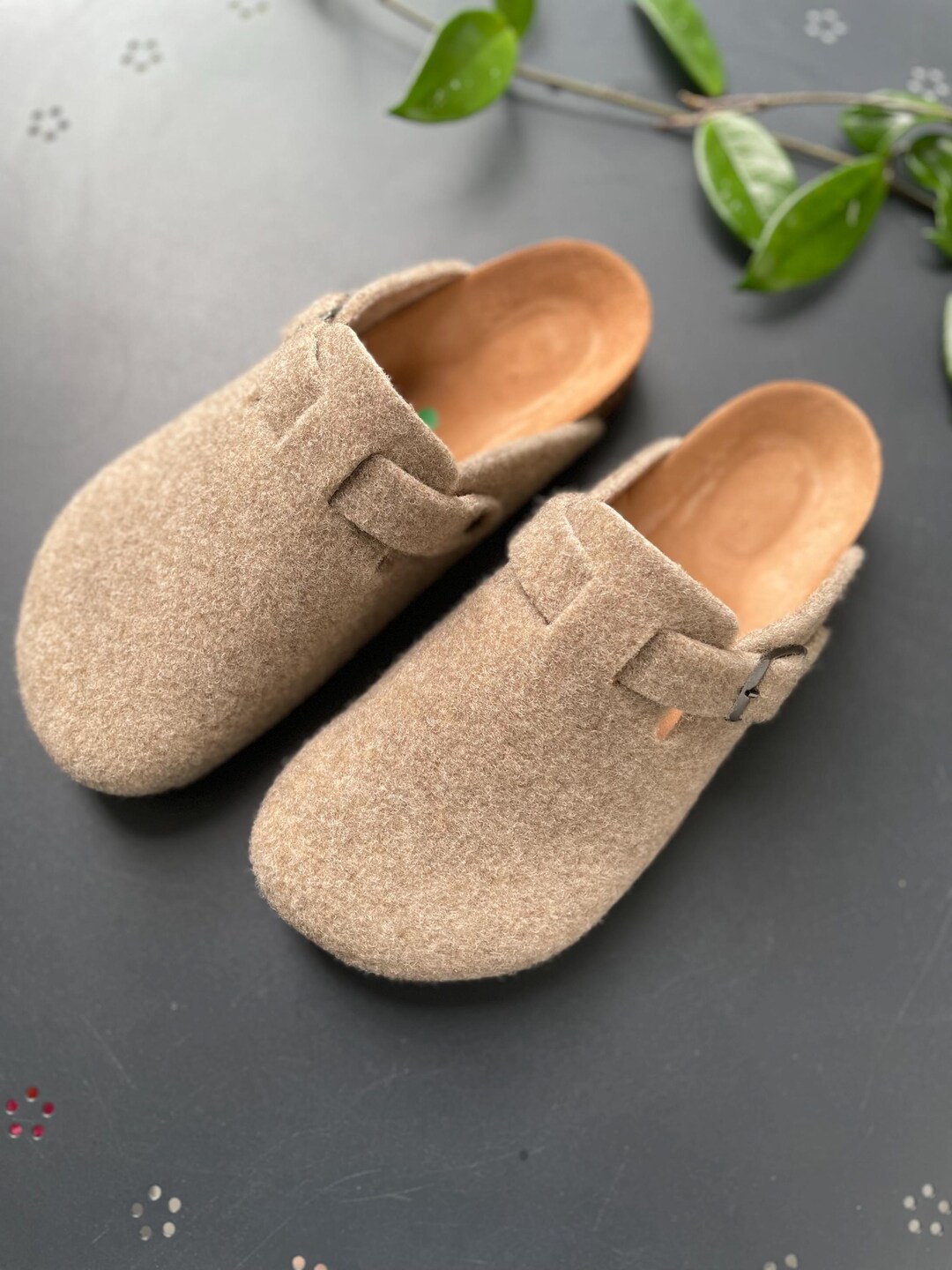 Anatomical Unisex Slides Felt/wool Clogs for Women Natural Cork Sole ...