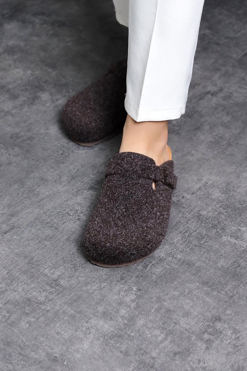 Handmade Wool Felt Clogs – Unisex Cork Sole Slides - Etsy