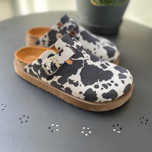 Handmade Cow Print Cork Clogs: Orthopedic Comfort Mules - Etsy