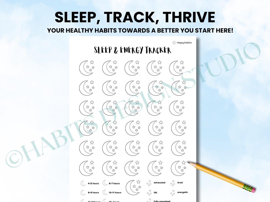 Monthly Sleep Tracker Printable Energy Tracker Symptom Tracker Sleep ...