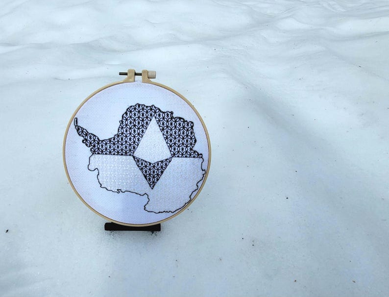 Antarctica Flag Blackwork Map | Hand Embroidery Pattern PDF | Digital Download, Snowflake ...