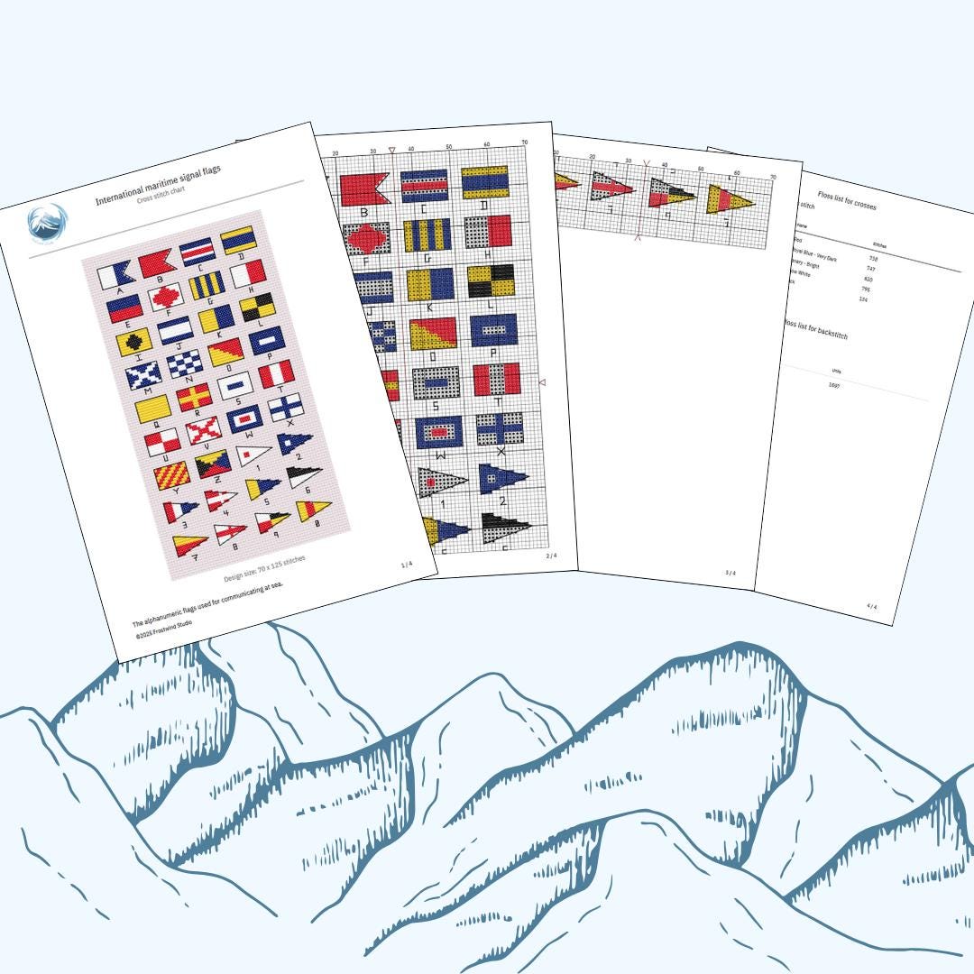 Nautical Flags Cross Stitch Pattern: Maritime Alphabet (digital ...