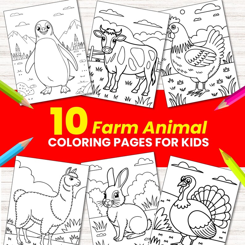 10 Farm Animal Coloring Pages for Kids – Printable Farm Animals ...