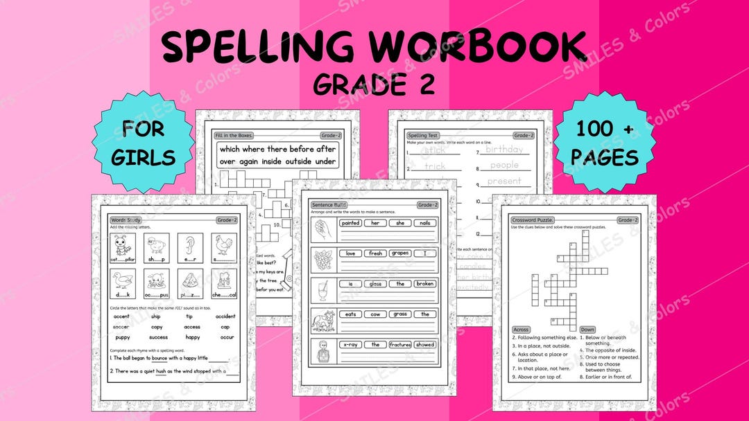 2nd Grade Spelling Workbook for Girls – Fun Activities, Creative Games ...
