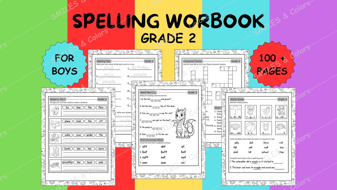 2nd Grade Spelling Workbook for Kids Ages 7-8 – Fun Activities, Phonics ...