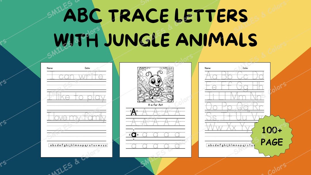 Fun Letter and Number Tracing Book for Kids 3-5 | Jungle Animals ...