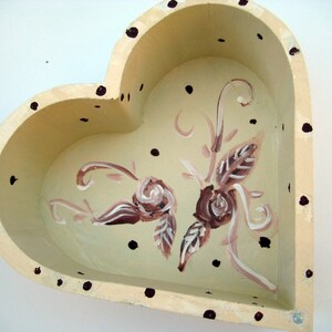 Heart Shaped Hand Painted Angel Box in Cream and Brown - Etsy