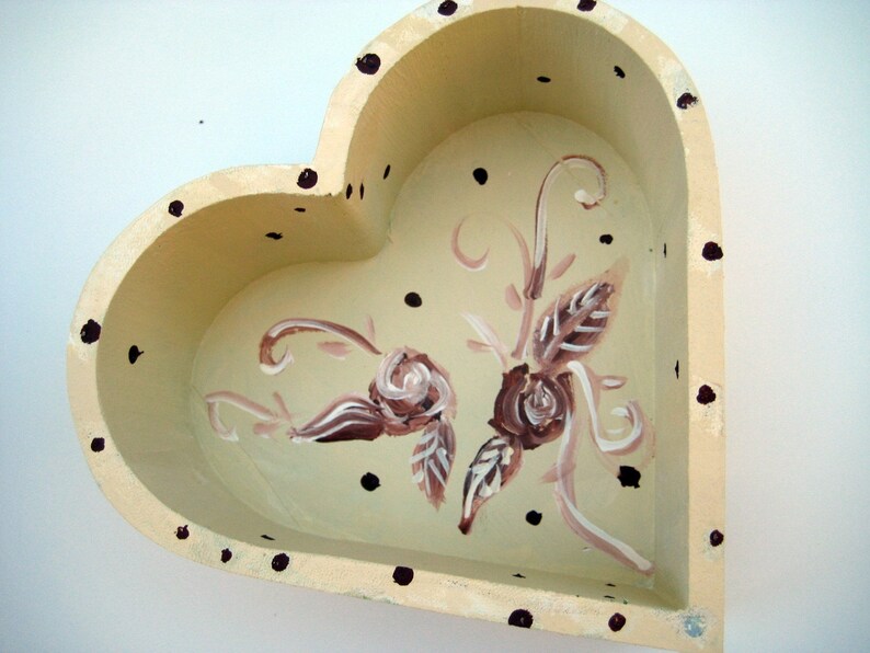 Heart Shaped Hand Painted Angel Box in Cream and - Etsy