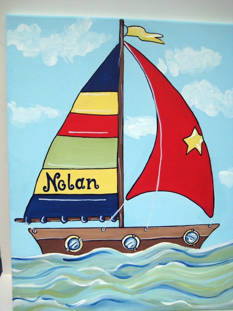 Sailboat art personalized with a nameSailboat painting for | Etsy