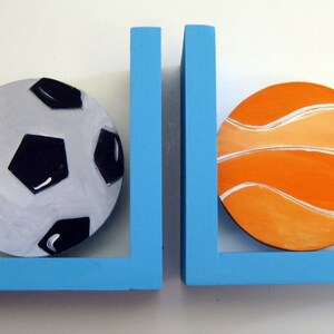 Hand Painted Sports Themed Bookends,sports Bookends,basketball,soccer ...