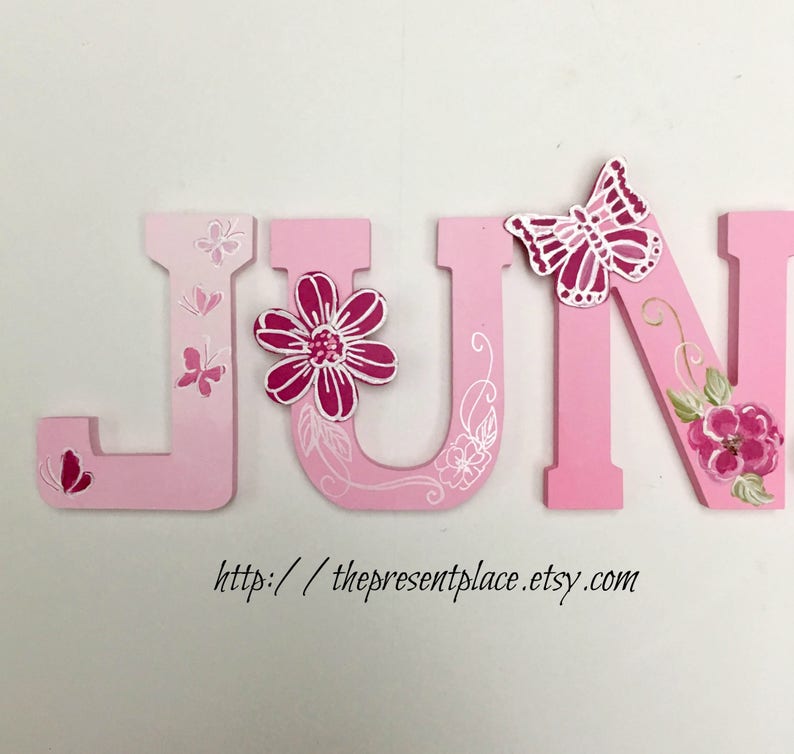 Pink Butterfly Letters for Girls Girls Wooden Letters | Etsy
