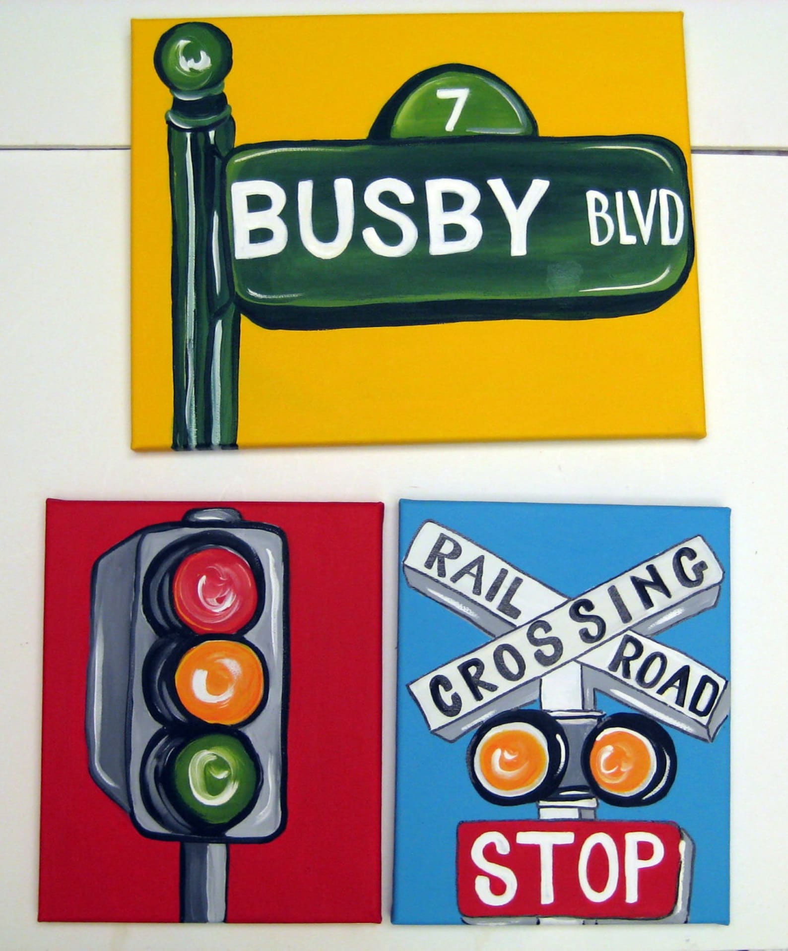 Traffic Light Paintingbright Redtraffic Light Painting - Etsy