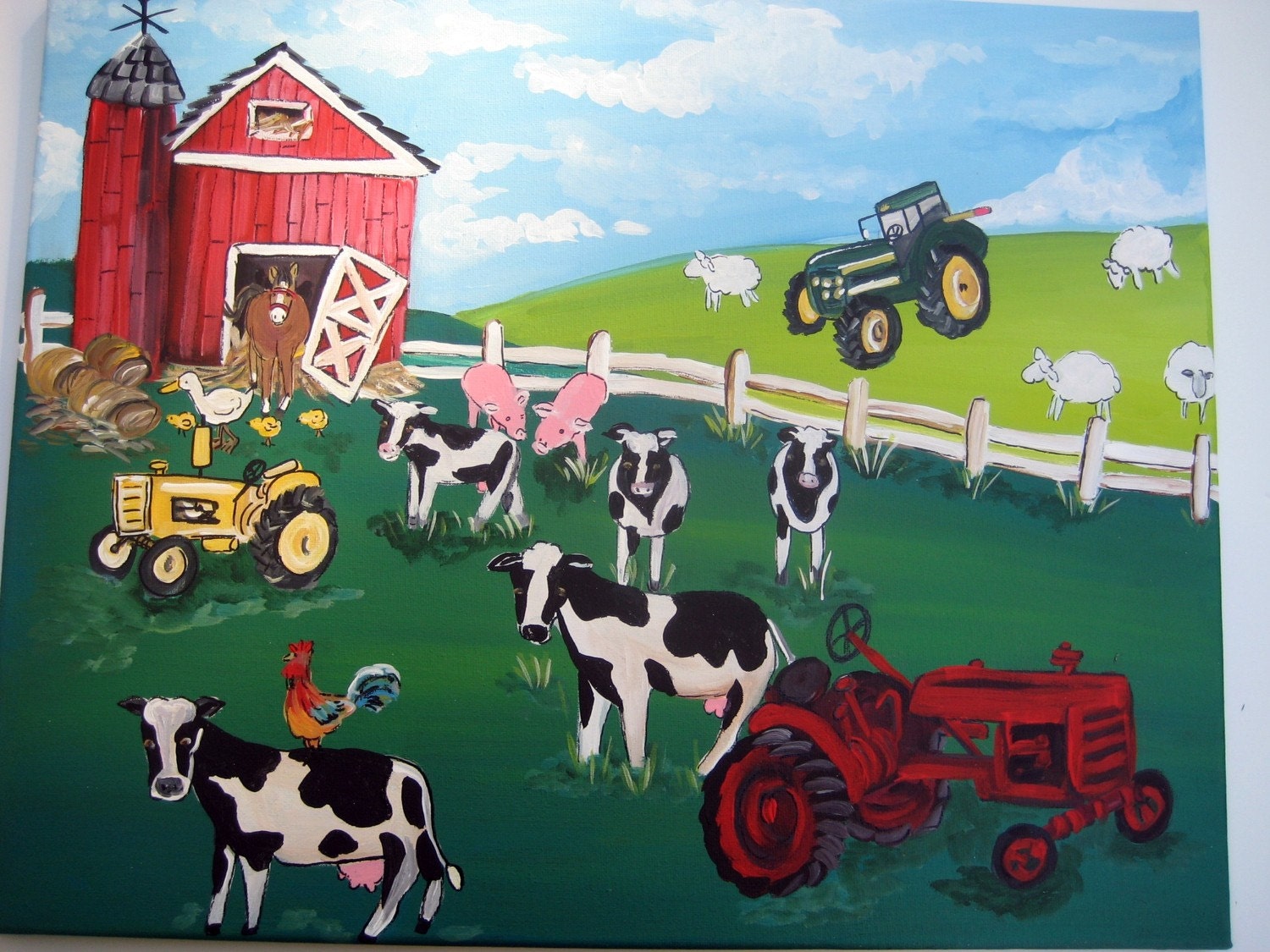 Detailed Farm Paintingcustomized Farm Paintingfarmyard | Etsy