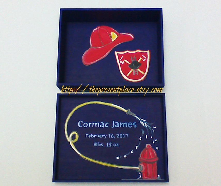 Large Personalizedfireman Boxfire Truck Keepsake Boxfire | Etsy