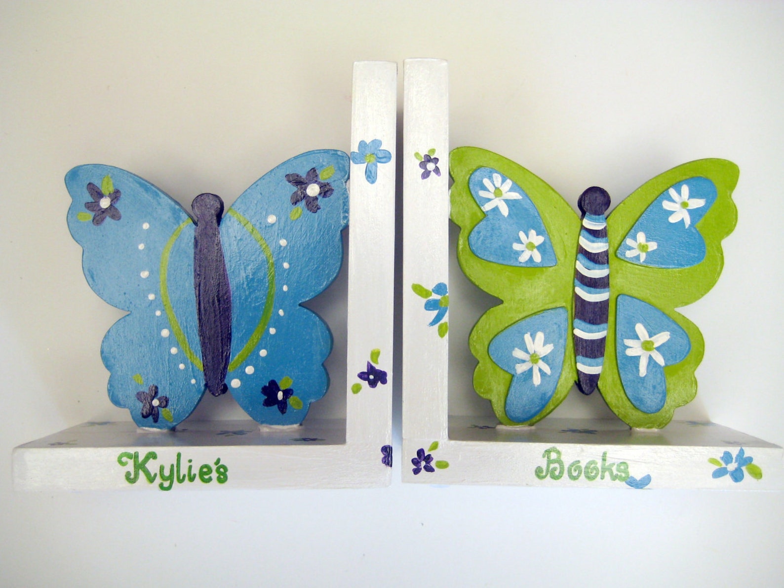 Personalized Butterfly Bookends in Purpleturquoise and Lime - Etsy