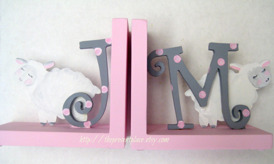 Initial Bookends,sheep Bookends,personalized Gift,childrens Bookends ...