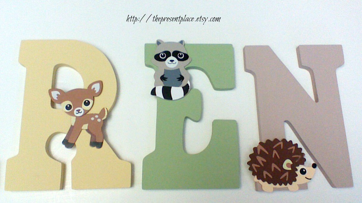 Woodland letterswooden forest animal letters fox letters | Etsy