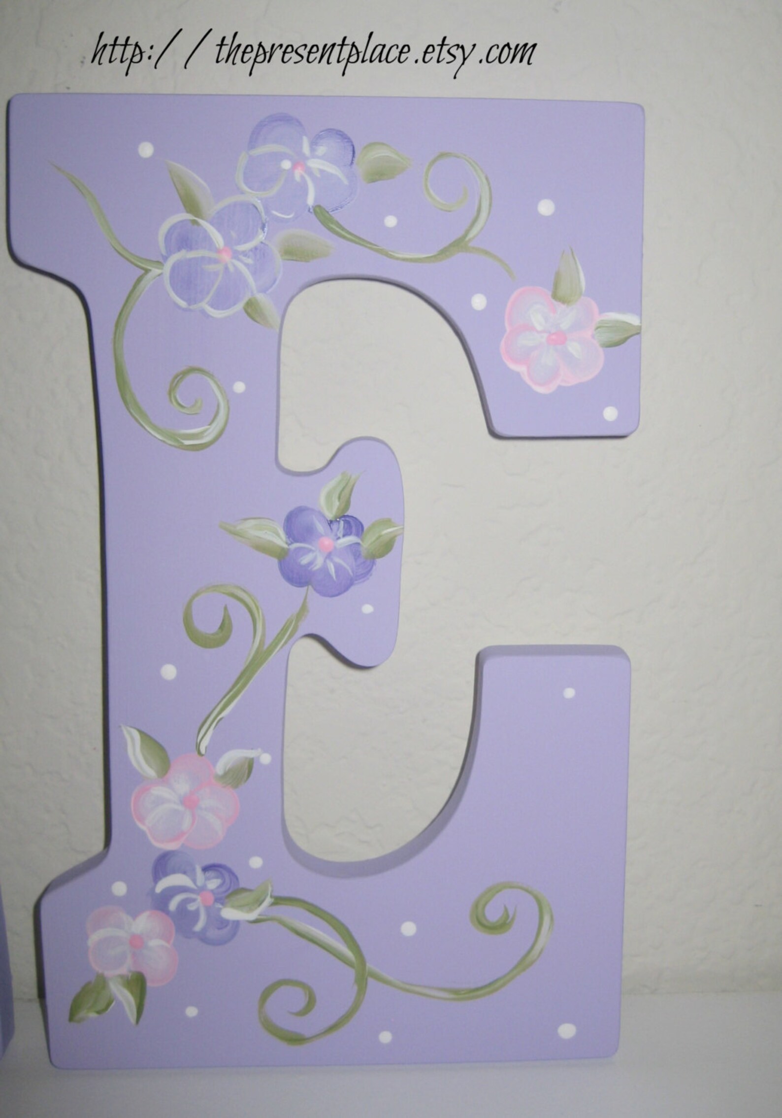 Purple Wooden Letters With Pastel Flowers | Etsy