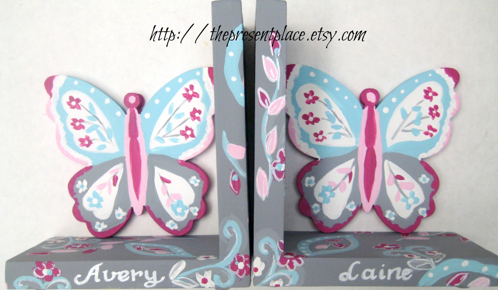 Personalized Purple Butterfly Bookends | Etsy