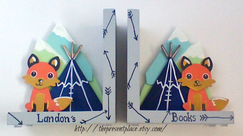 Personalized forest bookendsfox bookends | Etsy
