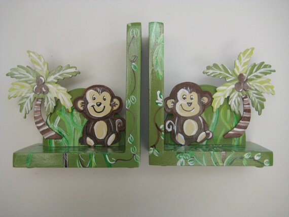 Personalized Monkey Bookends | Etsy