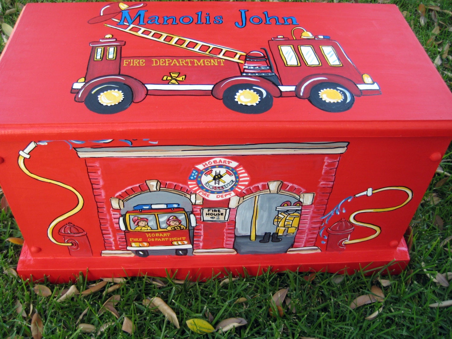 Large Personalizedfireman Boxfire Truck Keepsake Boxfire | Etsy