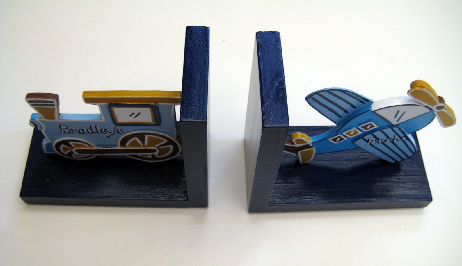 Personalized train bookendsairplane bookendsboys room | Etsy