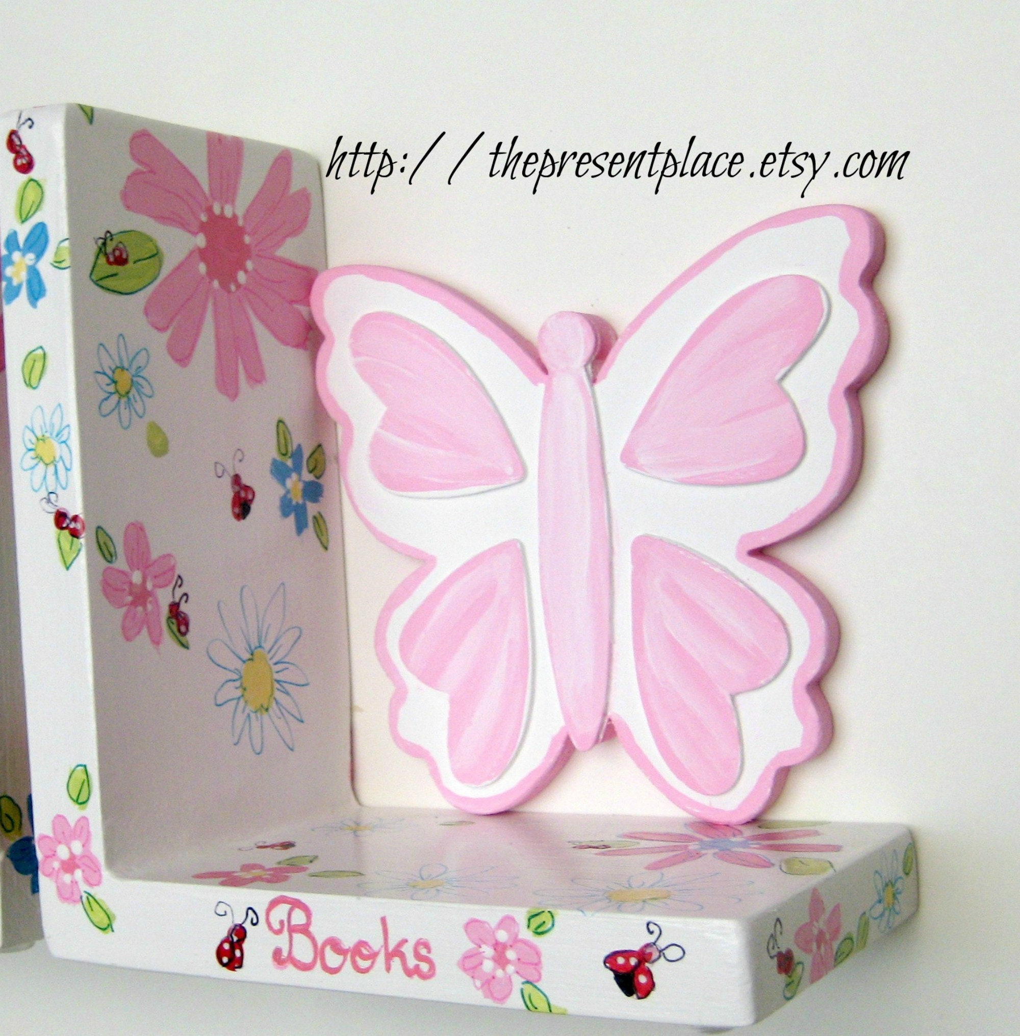 Personalized Pink Butterfly Bookends | Etsy